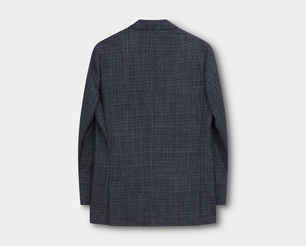 Navy Check Wool and Cashmere Blend Double Breasted Bertie Blazer ...